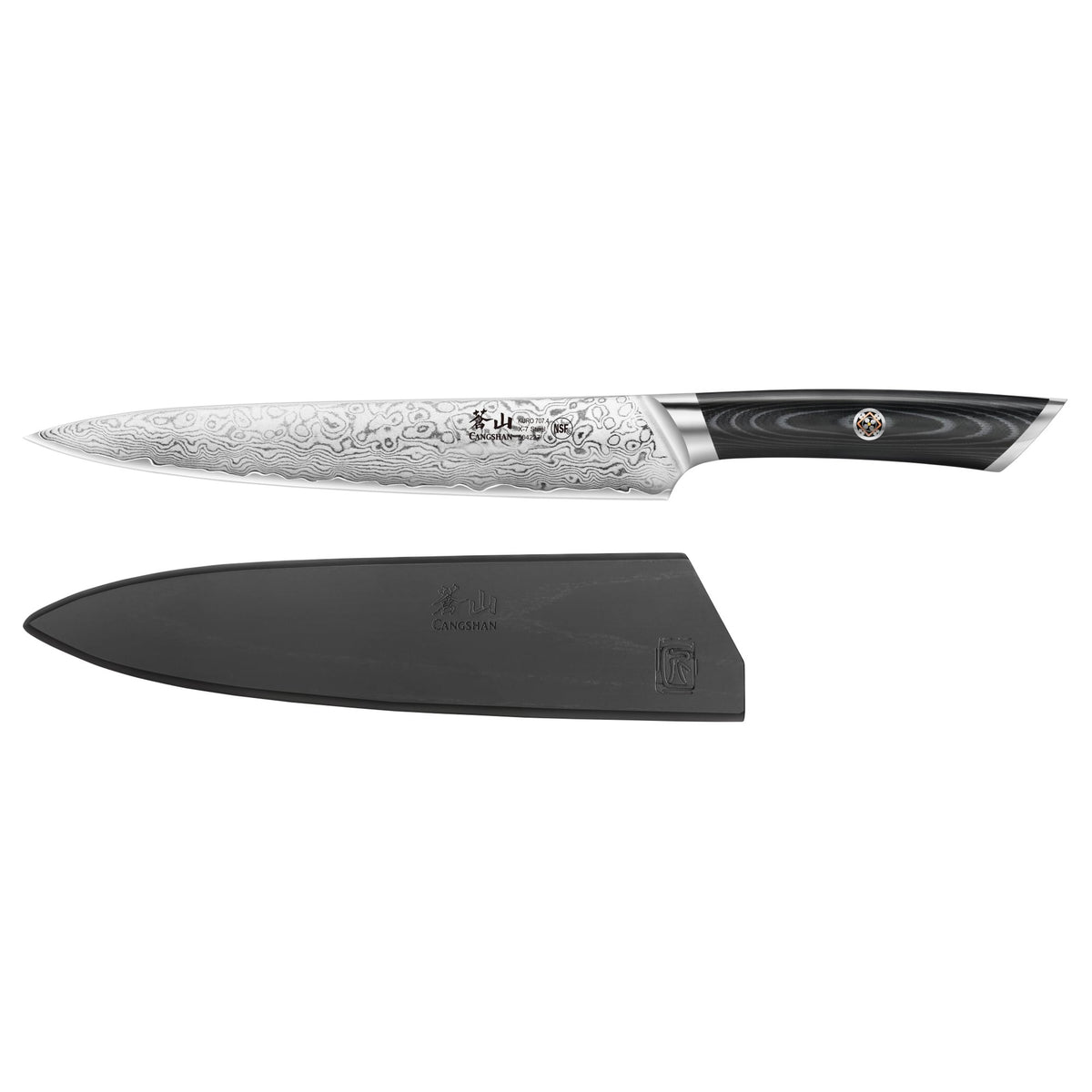 KURO Series 8-inch Carving and Sashimi Knife, High Carbon X-7 Damascus – Cangshan Cutlery Company