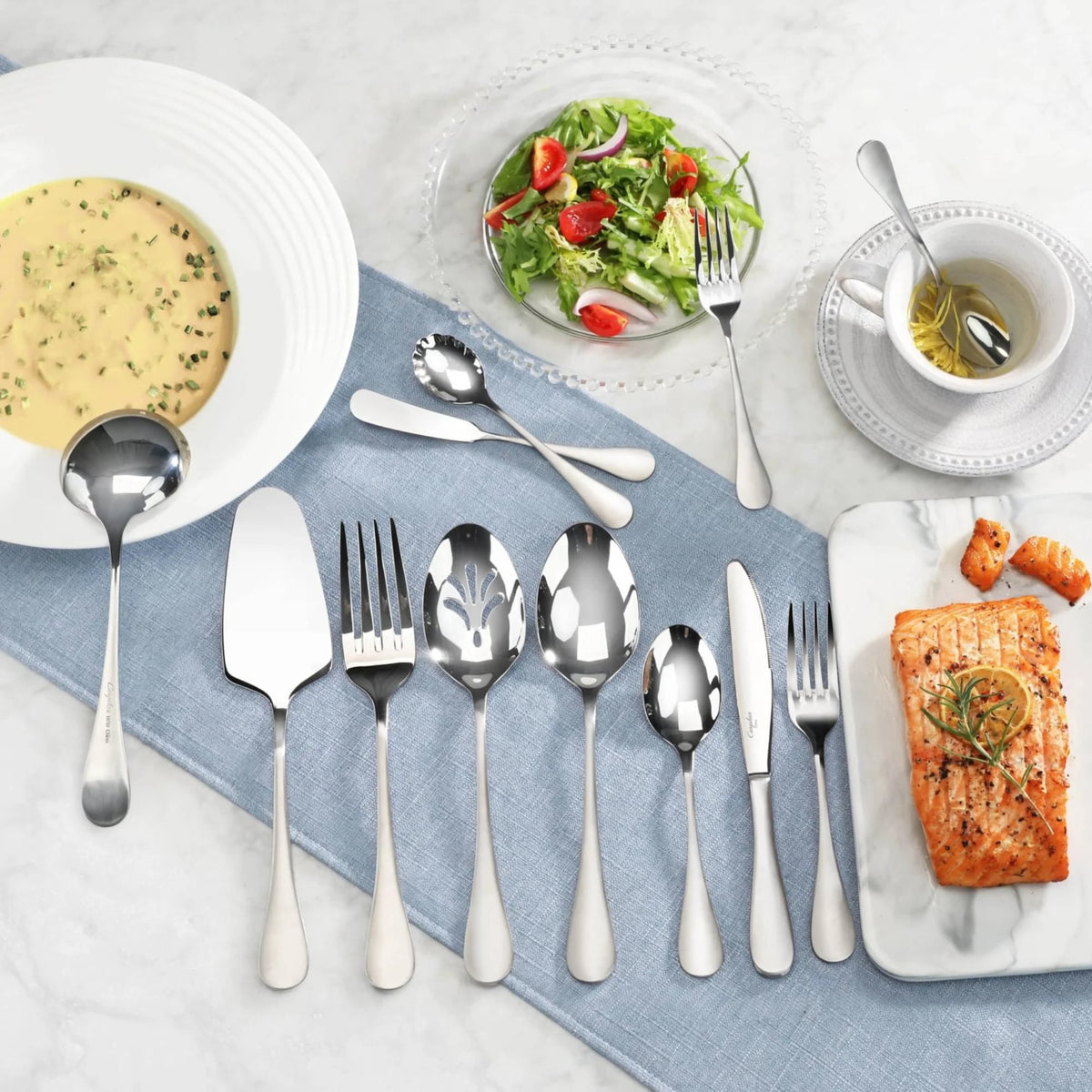 RAIN 47-Piece Flatware Set, Stainless Steel, Matte Finish Handle, 5049 ...