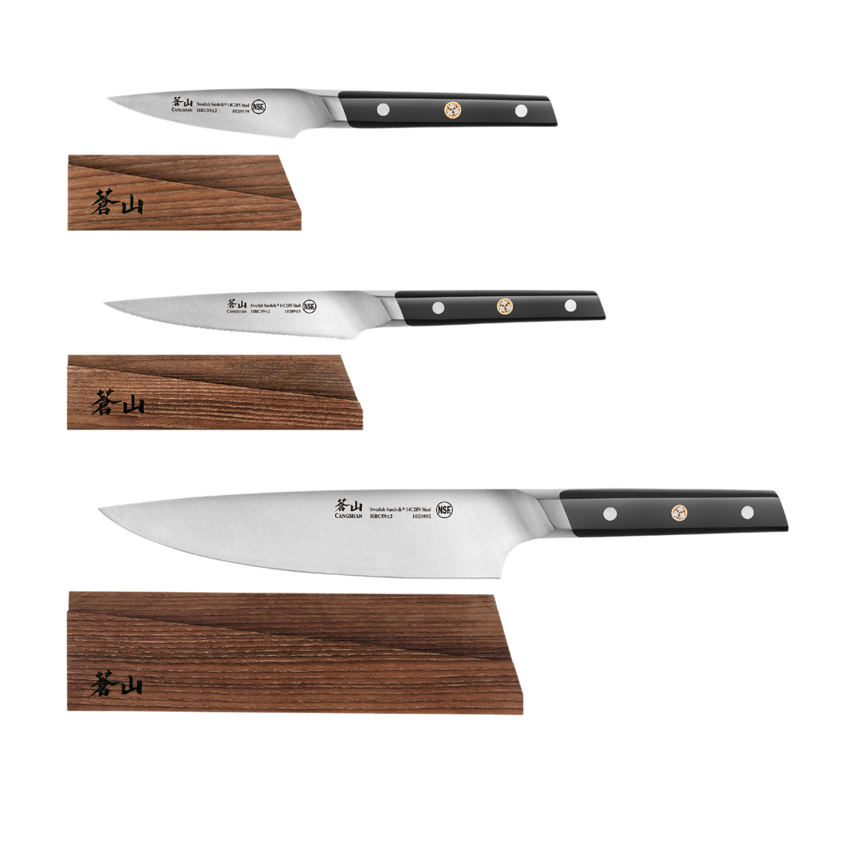 TC Series 3-Piece Starter Knife Set with Ash Wood Sheaths, Forged Swed ...